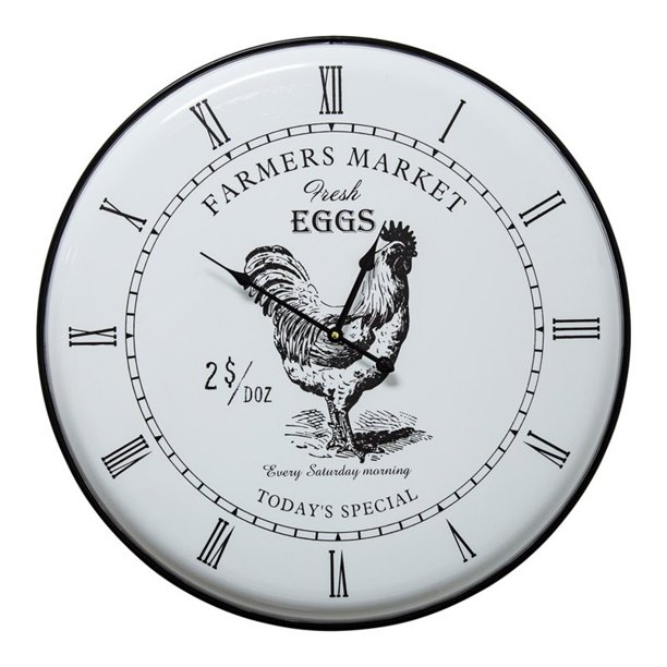 Yosemite Home Decor Country Mood Farmhouse Metal Wall Clock in White ...