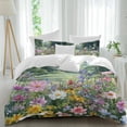 4 Piece Duvet Cover Set Queen, Country Flower Leaf Forest Soft ...