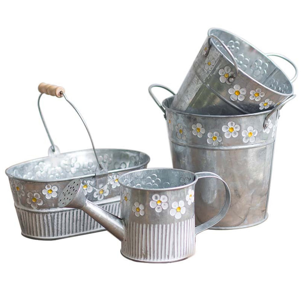 Visland Metal Flower Pots,Iron Plant Pots,Vintage Basket,Bucket Planter ...