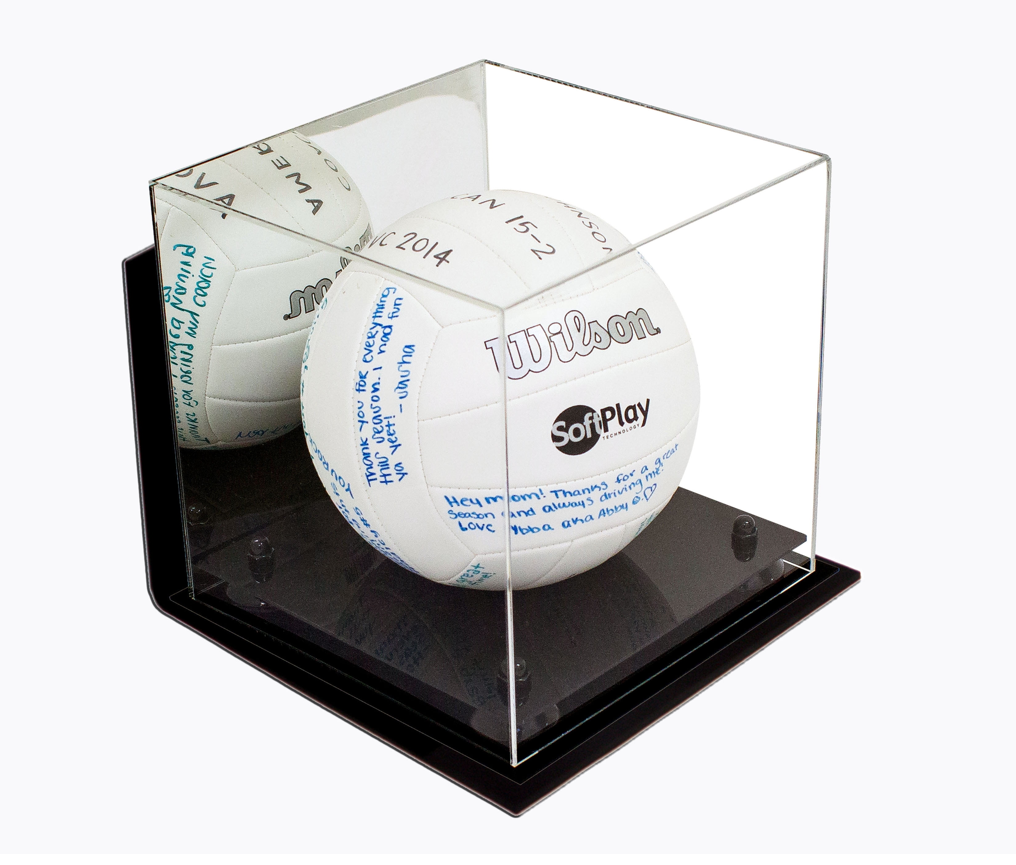 Deluxe Acrylic Volleyball Display Case with Black Risers Mirror and ...