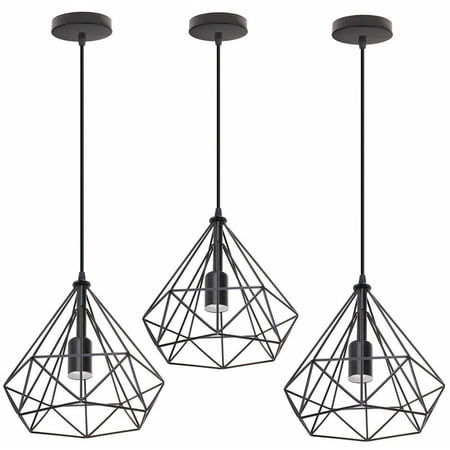 Pack Ceiling Lights Shades 25cm Pendant Light Diamond Shape Iron Cage ...