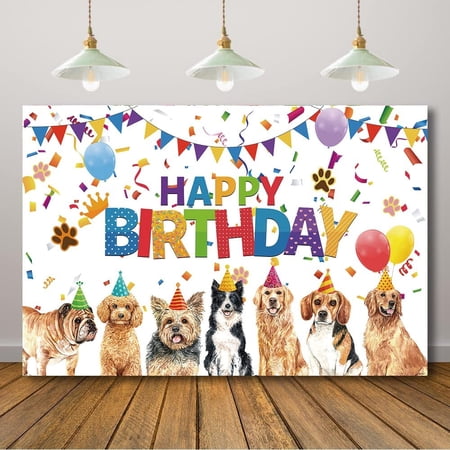 Happy Birthday Backdrop for Dogs Puppy Dog Birthday Photography ...