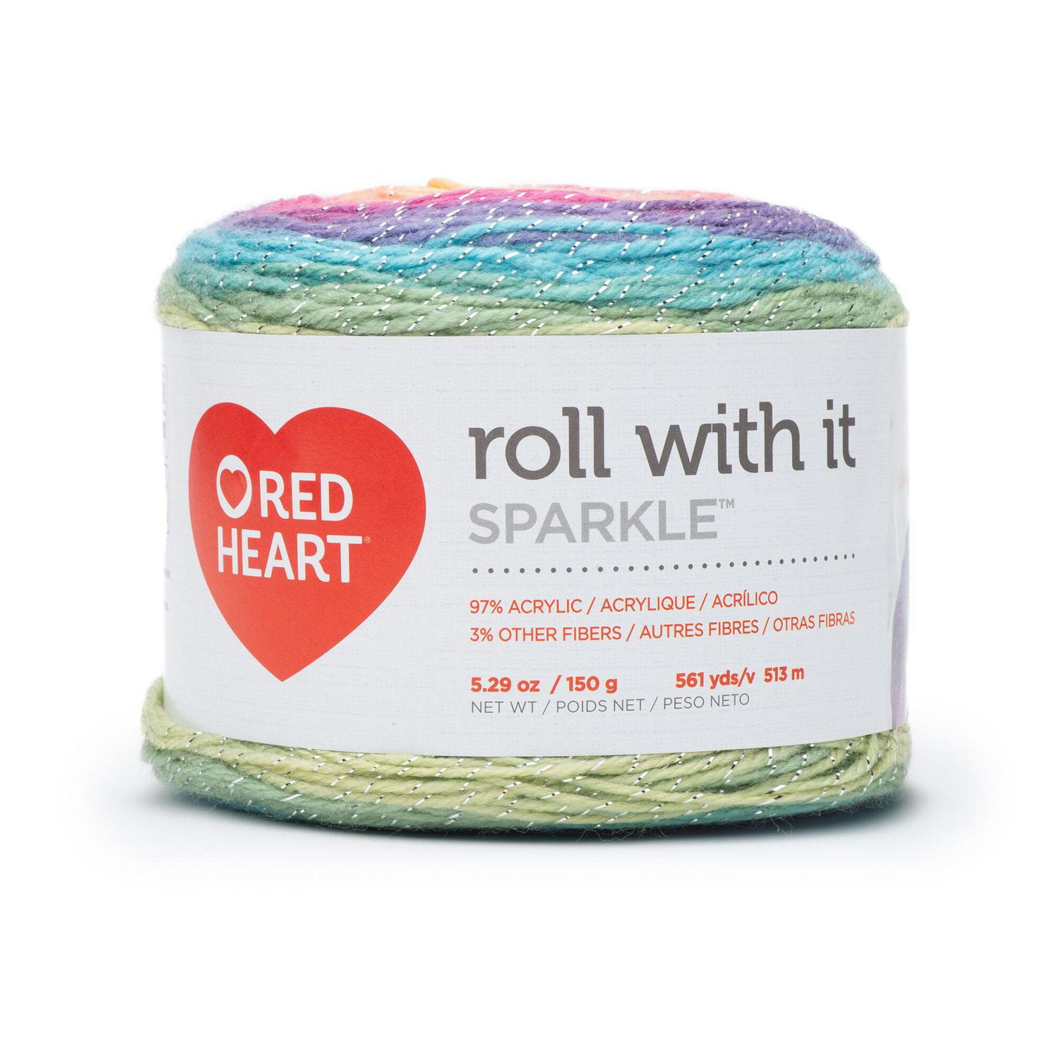 Fil Red Heart® Roll With It Sparkle™, acrylique #4 moyen, 5,3 oz/150 g ...