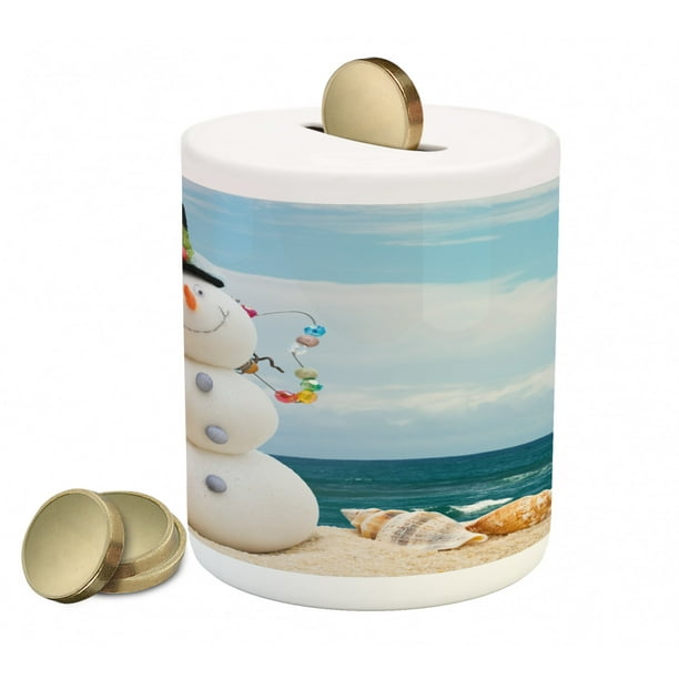 Snowman Piggy Bank, Winter Vacation Holiday Theme Figure Seashells ...