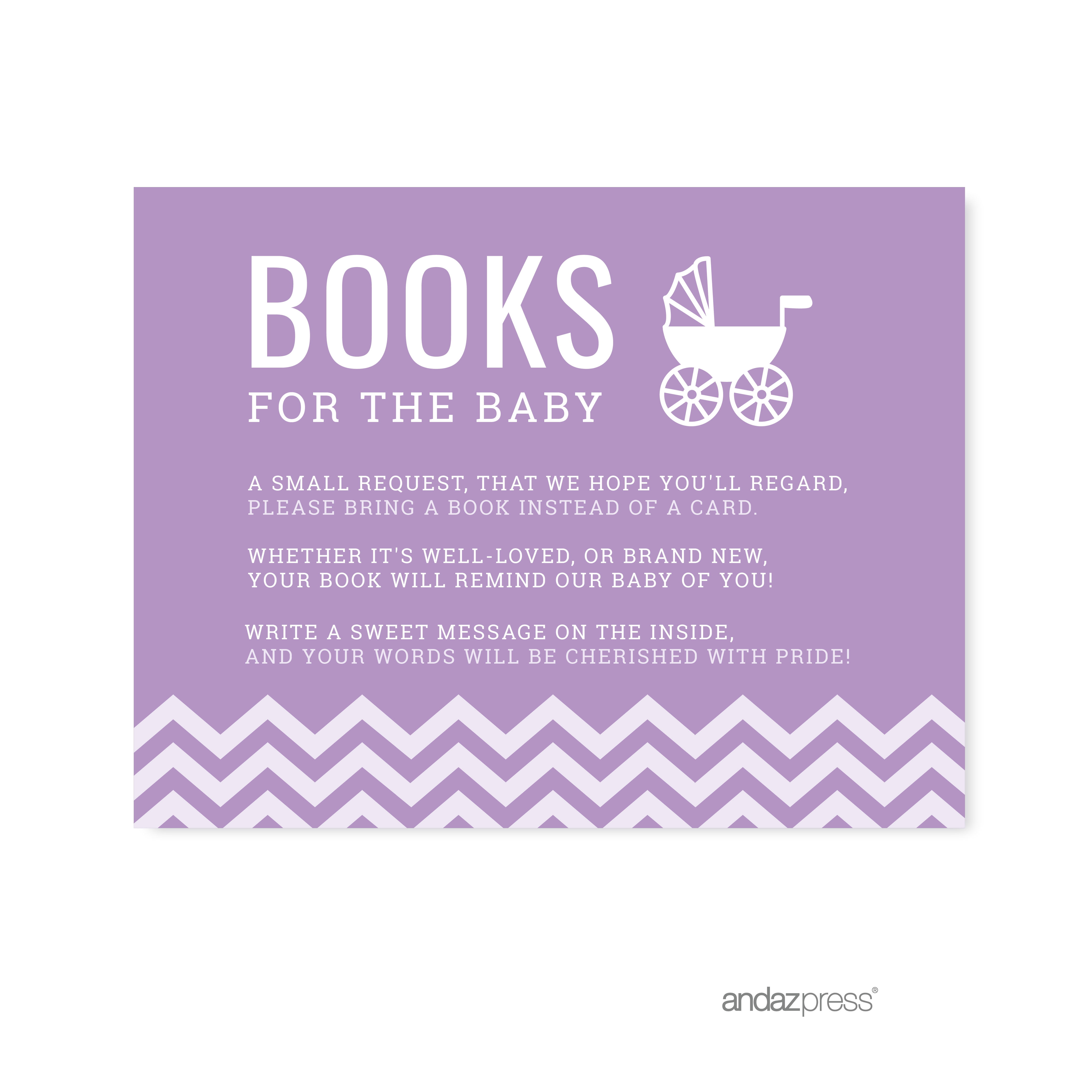 Books For Baby Request Cards Lavender Chevron Baby Shower Games, 20 ...