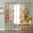 Daisy Sheer Curtains 84 Inch Long 2 Panels, Watercolor Spring Pink ...