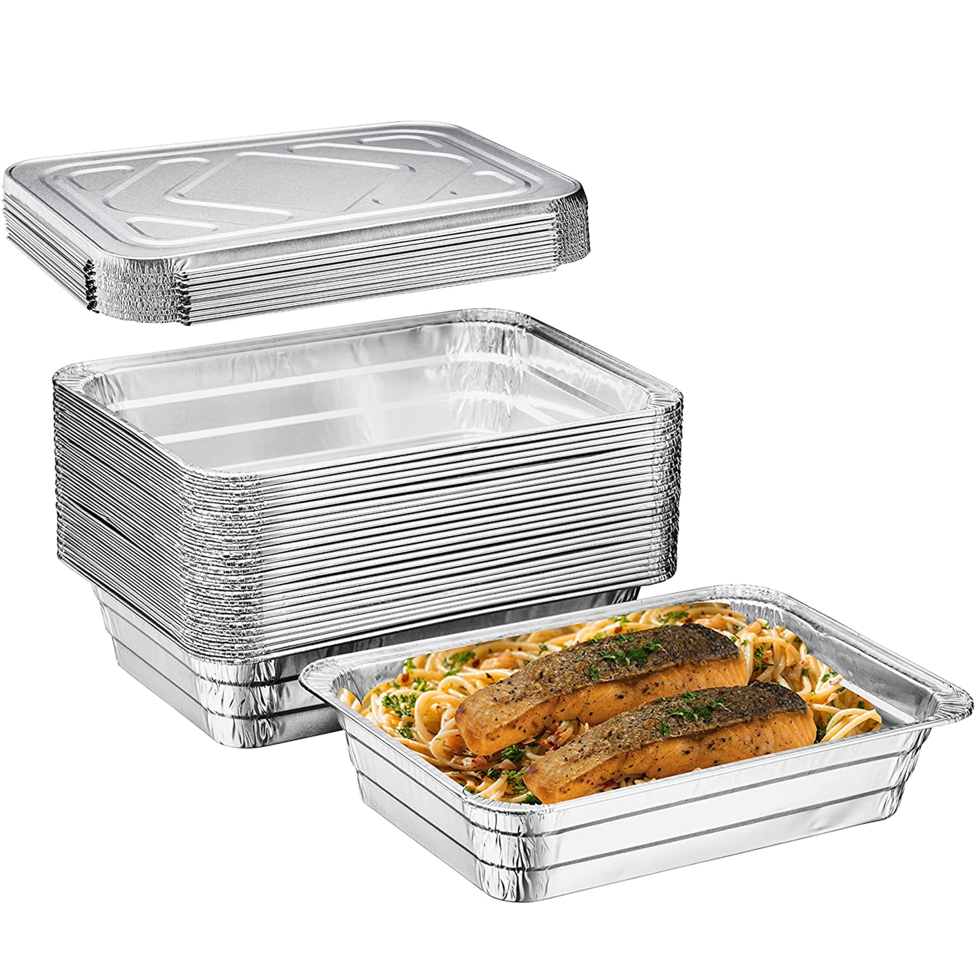 Displastible Disposable Aluminum Pans with Lids Freezer and Oven-Safe 2 ...