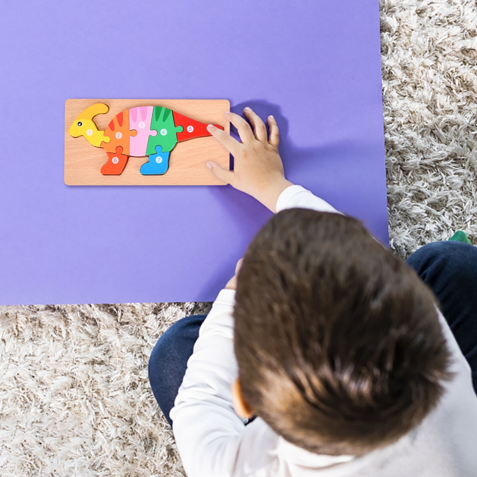 Bright And Bright Color Shapes Preschool Toddler Number Puzzle Toys For ...