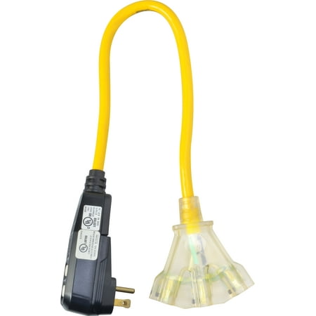 Yellow Jacket 2814 12/3 SJTW GFCI with 3-Outlet LED Power Block, 2-Feet ...