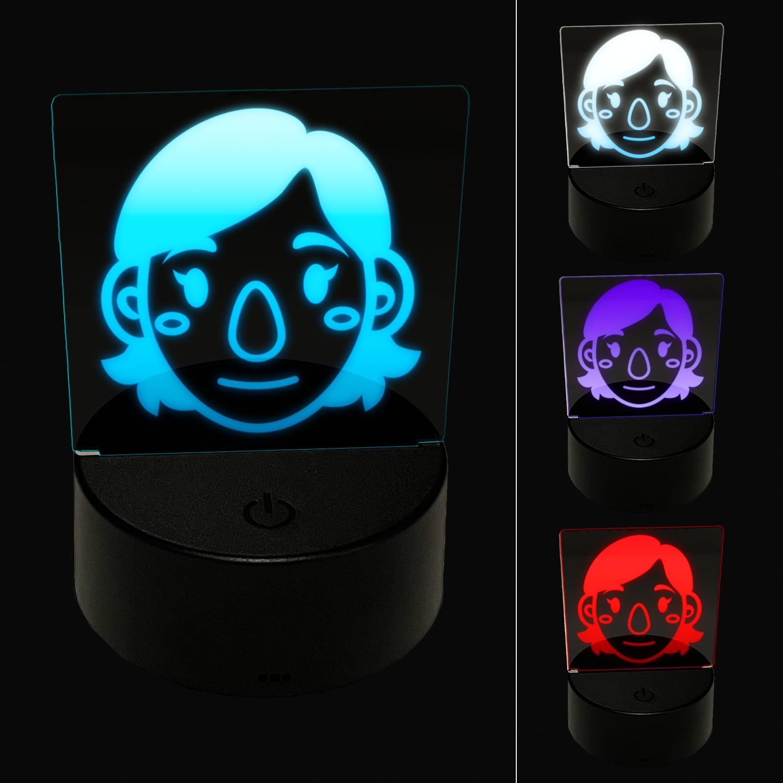 Human Female Character Face LED Night Light Sign 3D Illusion Desk ...