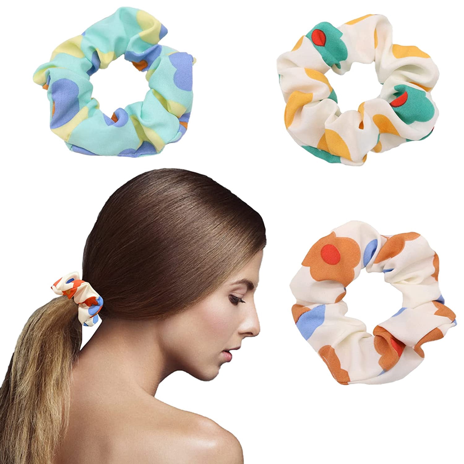 Scrunchies Hair Ties Flower Hair Ties Cute Hair Ties Ponytail Holder ...