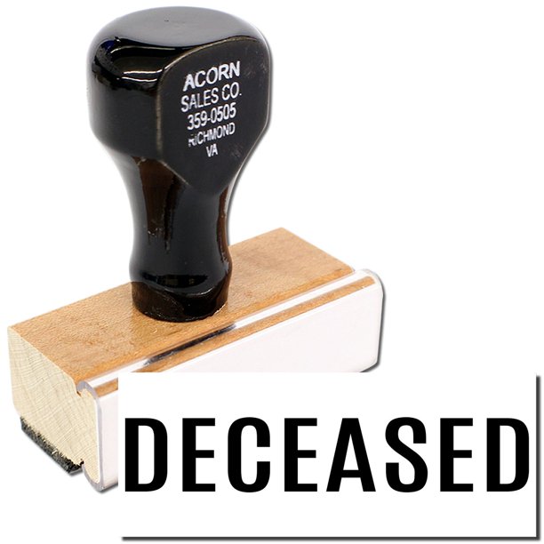 Large Bold Deceased Rubber Stamp, Wooden Handle Rubber Stamp, Laser ...