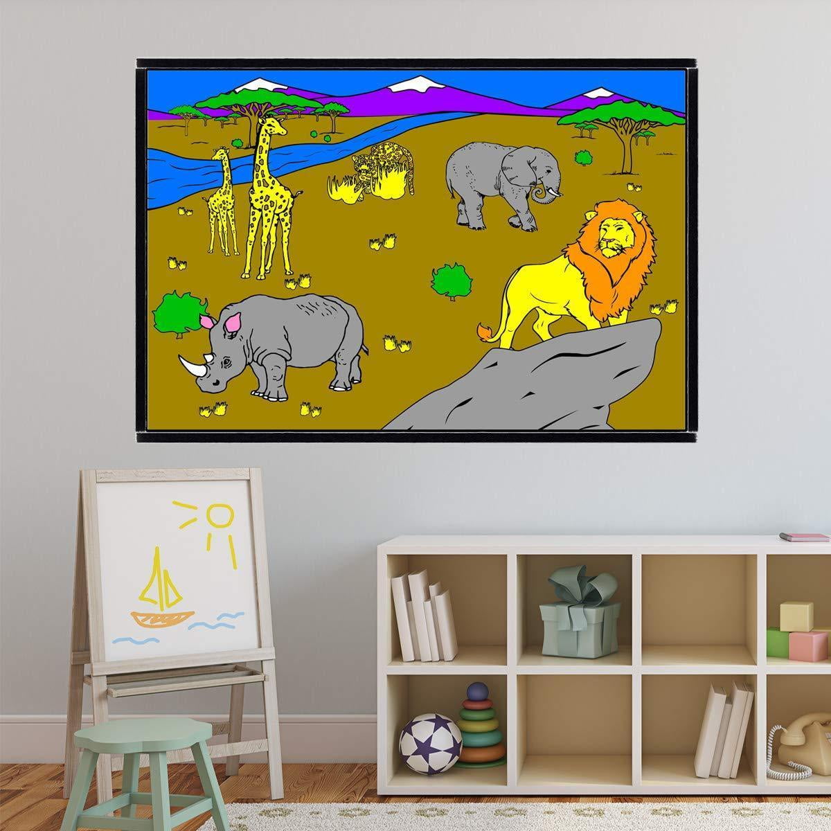 VWAQ Coloring Wall Prints - African Safari Dry Erase Whiteboard Decal ...