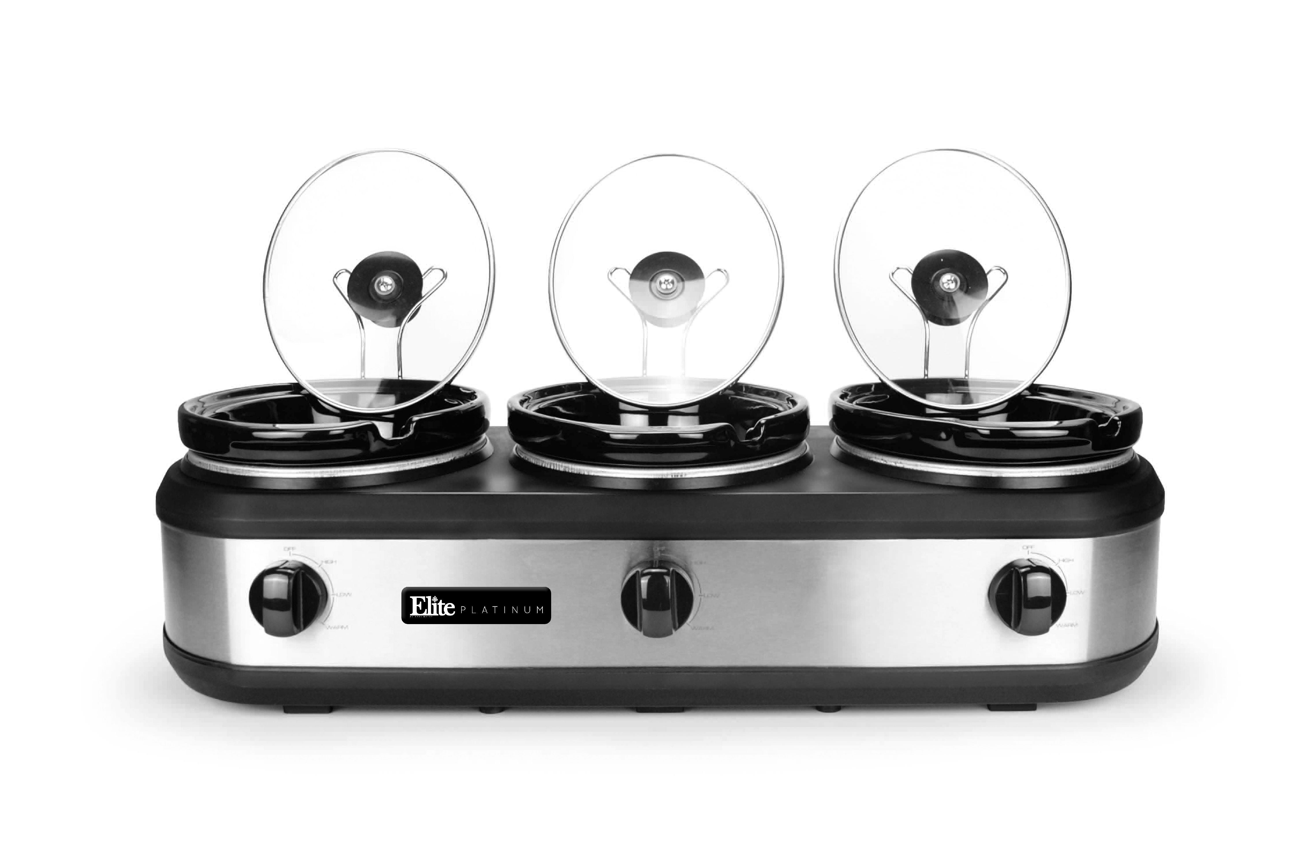 Elite Platinum EWMST-612 3 x 2.5qt Triple Slow Cooker with Lid Rests ...
