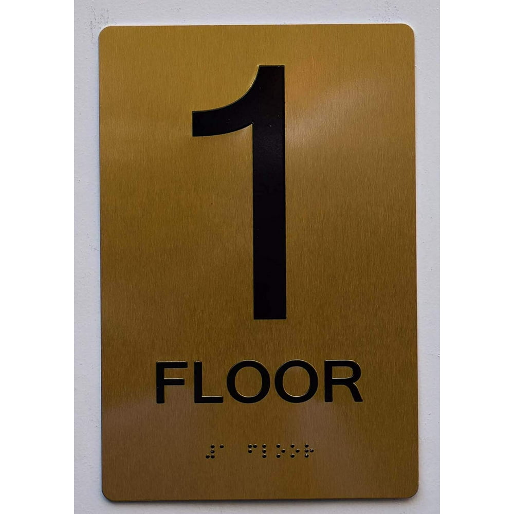 Floor 1 Sign- 1ST Floor Sign- Gold(Aluminium, Gold/Black,Size 6X9) The ...