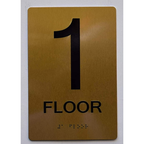 Floor 1 Sign- 1ST Floor Sign- Gold(Aluminium, Gold/Black,Size 6X9) The ...