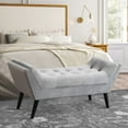 Andeworld Rectangular Storage Ottoman, Linen Upholstered Bench for ...