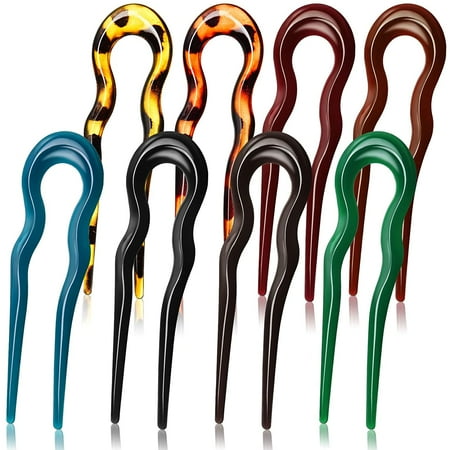 8 Pieces Plastic Hair Fork Pins U Shape Hair Pins Chopsticks Hairpins ...