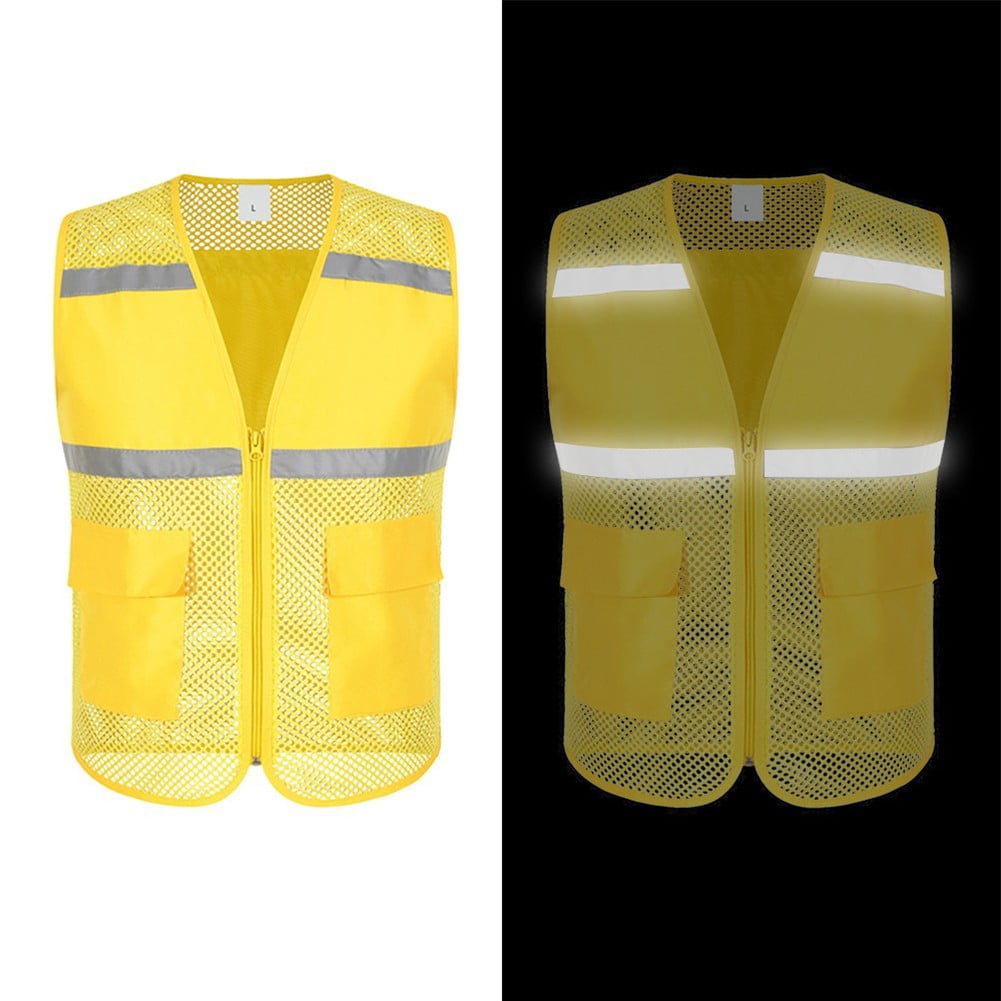BUYISI Mens Multi-Pocket Mesh Vest Jacket Visibility Waistcoat Safety ...