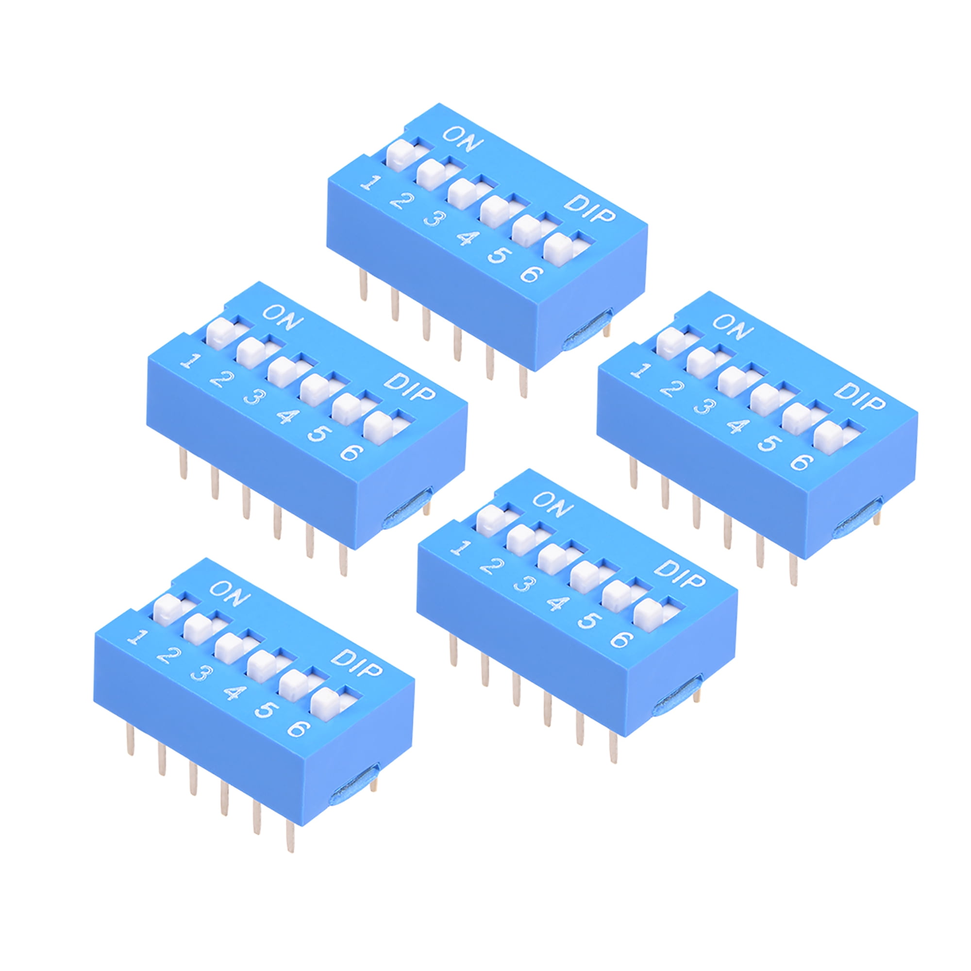 5Pcs Blue DIP Switch Horizontal 1-6 Positions 2.54mm Pitch for Circuit ...