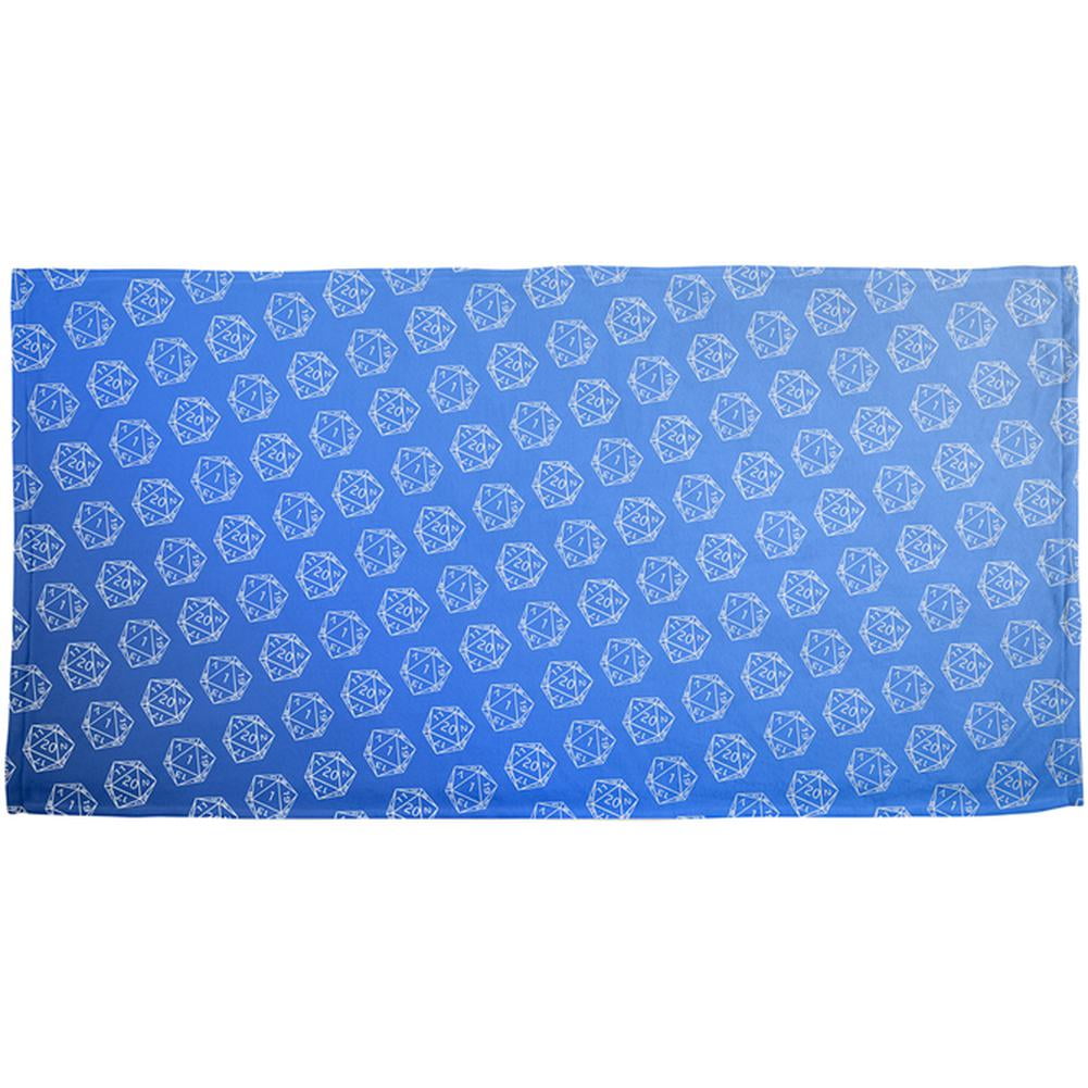 D20 Gamer Critical Hit and Fumble Blue Pattern All Over Beach Towel ...