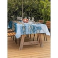 Blue Gradient Marble Rectangle Outdoor Tablecloth with Umbrella Hole ...