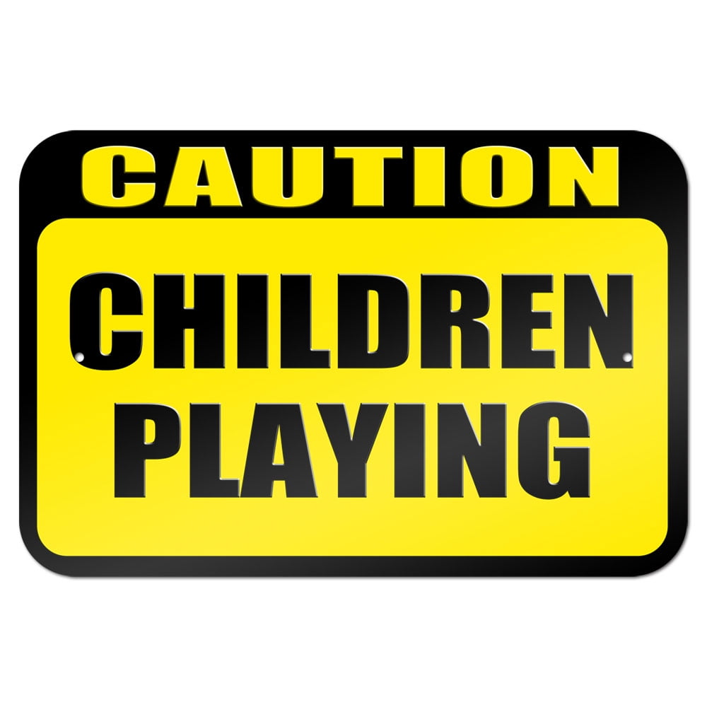 Caution Children Playing 9" x 6" Metal Sign - Walmart.com