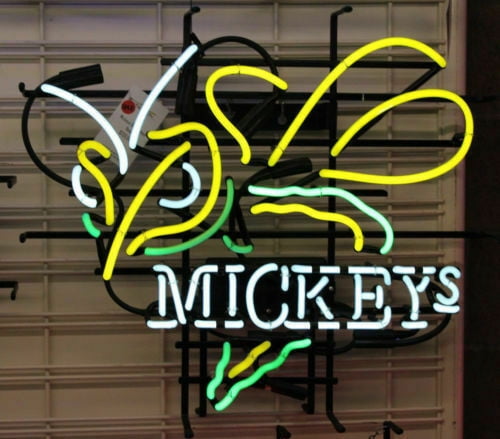 Queen Sense 17"x14" Mickey's Beer Hornet Neon Sign Man Cave Handmade ...