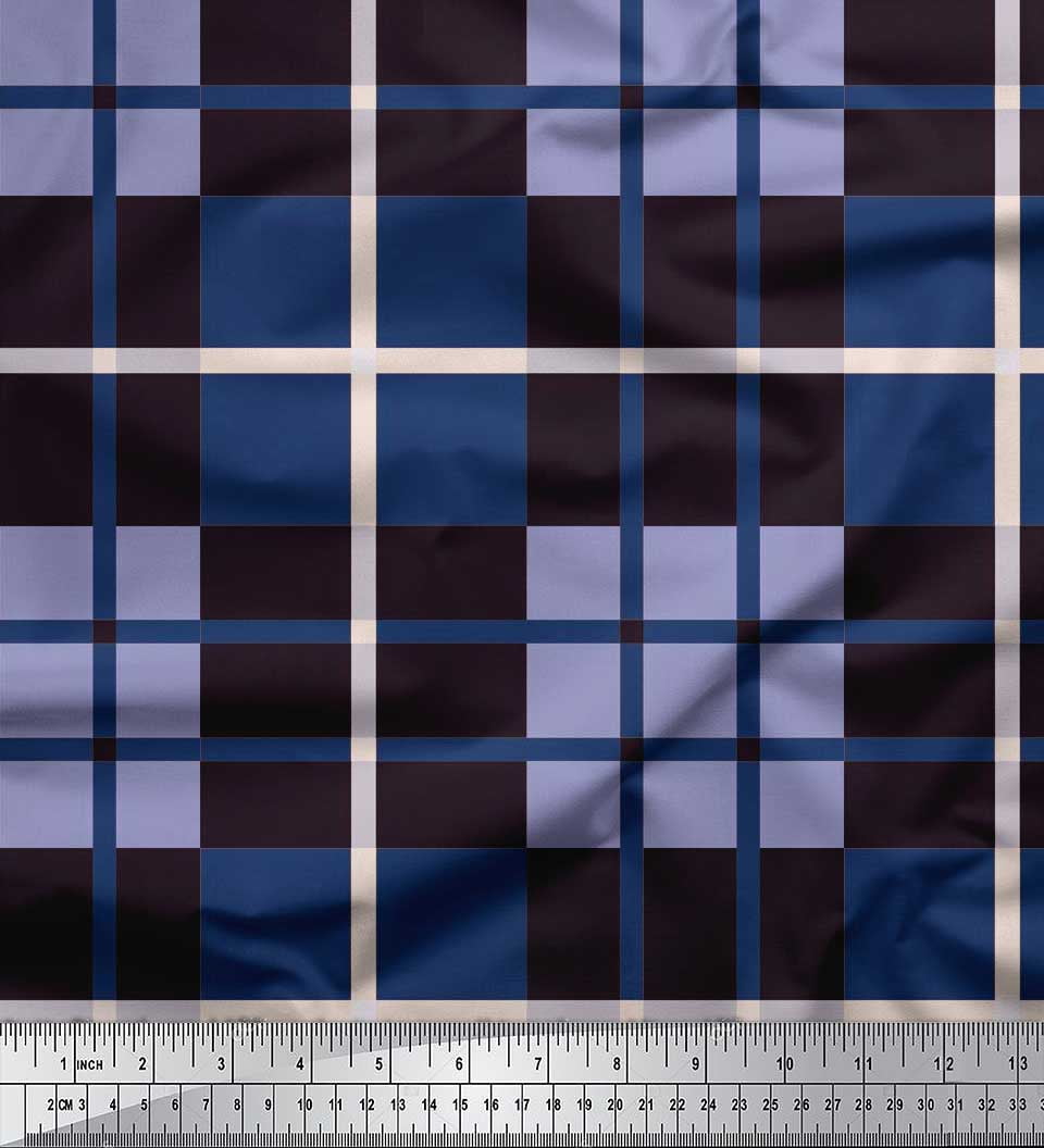 Soimoi Satin Silk Fabric Window Pane Check Print Fabric by The Yard 42 ...