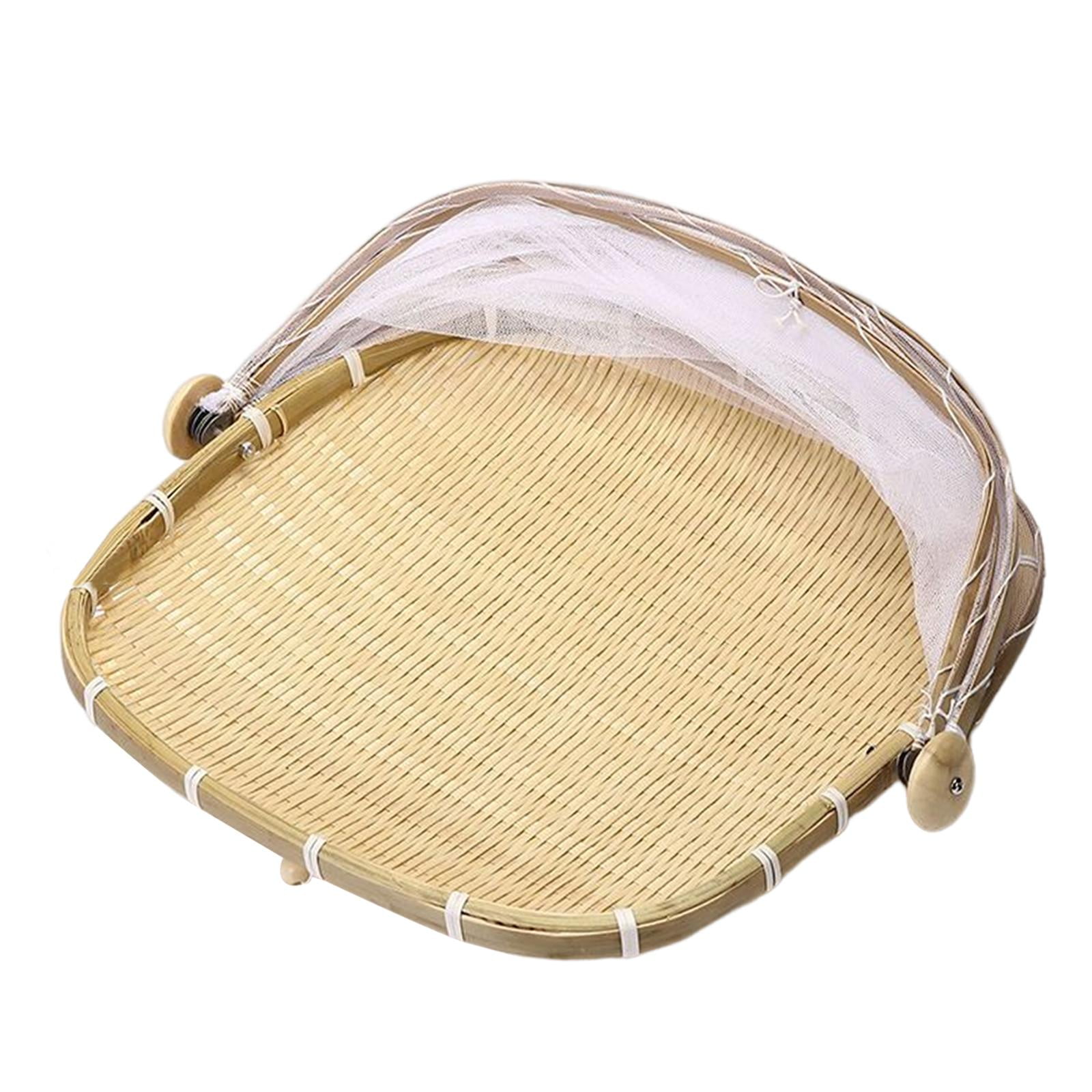 Food Serving Tent Basket Food Storage Basket with Mesh Gauze Cover for ...