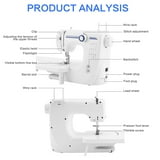 Mini Small Portable Sewing Machine with Foot Pedal Built in 12 Stitches ...
