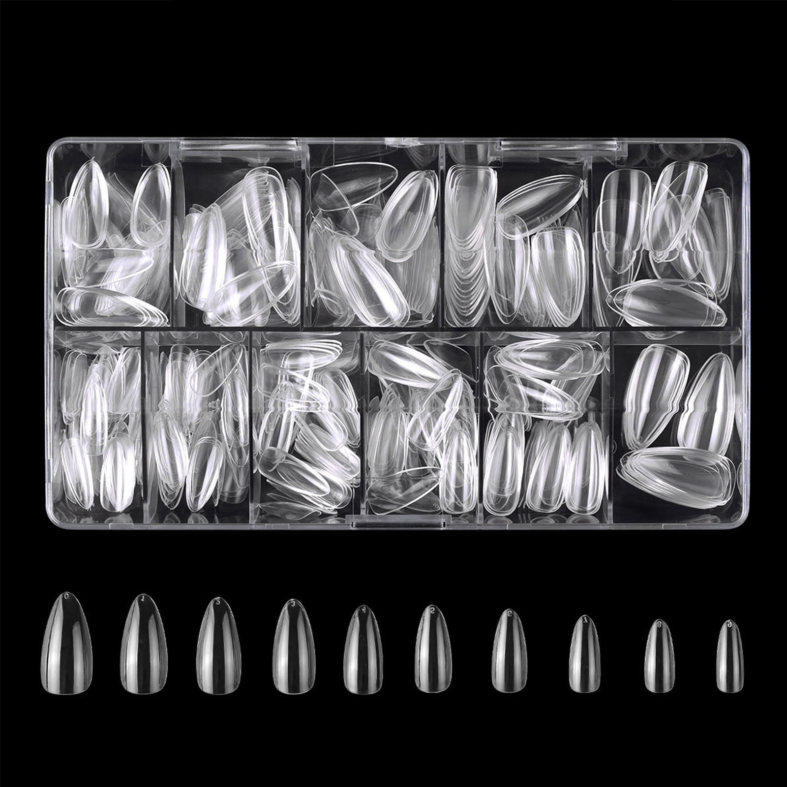 HIABIO Coffin Almond Square Stiletto False Nails Tips Clear Fake Nail ...