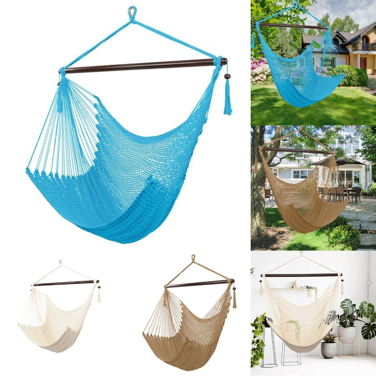 Goorabbit Hanging Rope Chair,Hammock Chair Hanging Rope Swing Chair ...