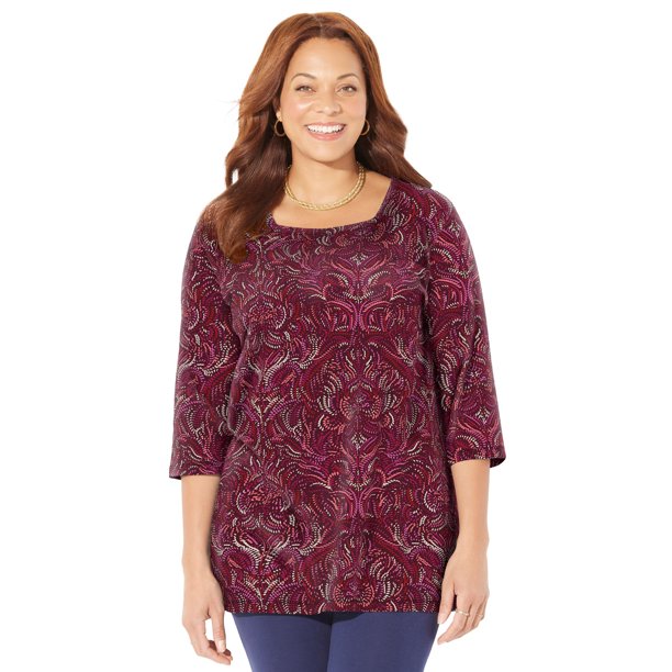 Catherines Women's Plus Size Easy Fit Squareneck Tee - Walmart.com