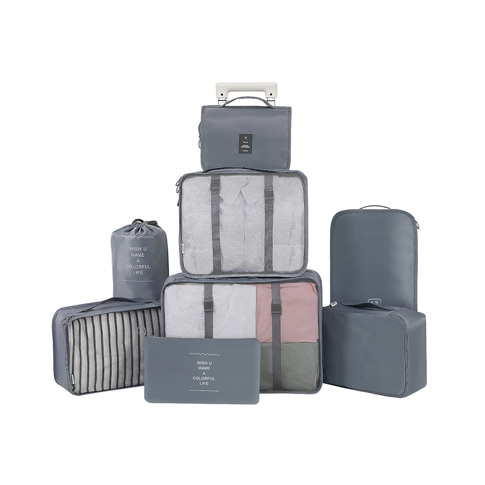 Dezsed Packing Cubes for Travel 11 Pcs Travel Cubes Set Foldable ...