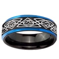Celtic Braided Step Edge Black And Blue Tungsten Promised Ring 10MM ...