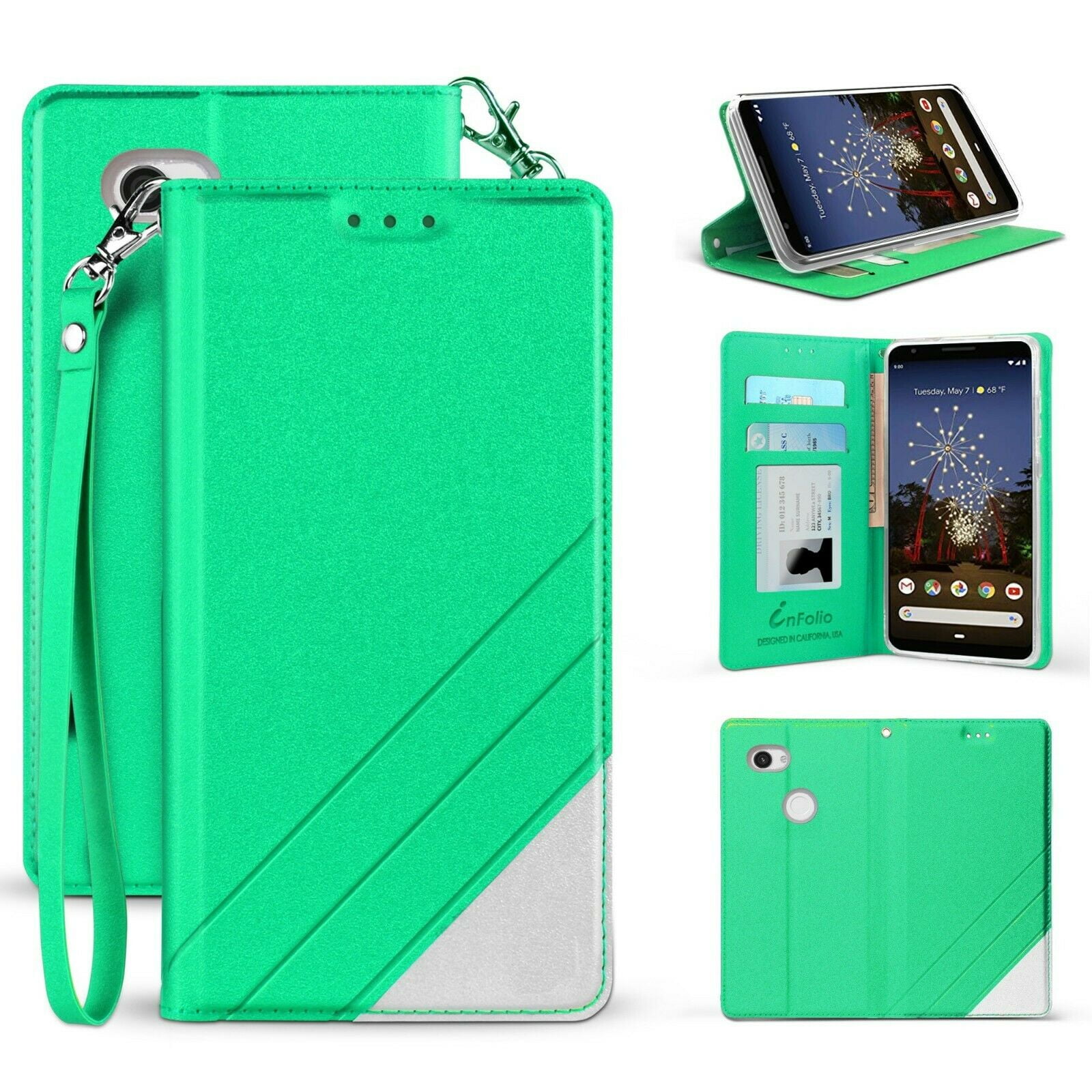 for Google Pixel 3A Case Phone Case Hybrid 2-Tone Wallet Kick stand ...