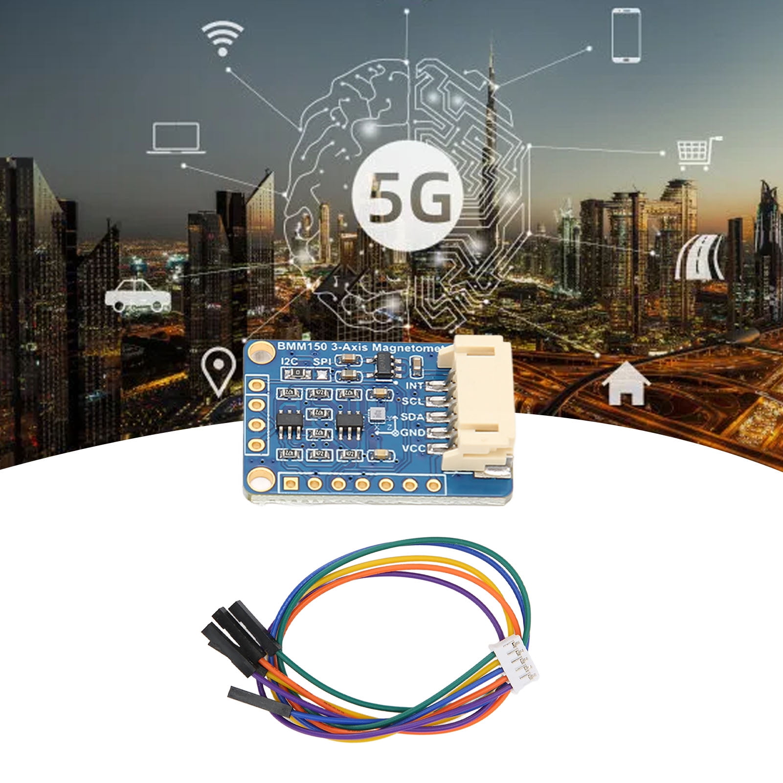Magnet Field Sensor Module, I2C SPI Magnetometer Sensor Accurate 3 Axes ...