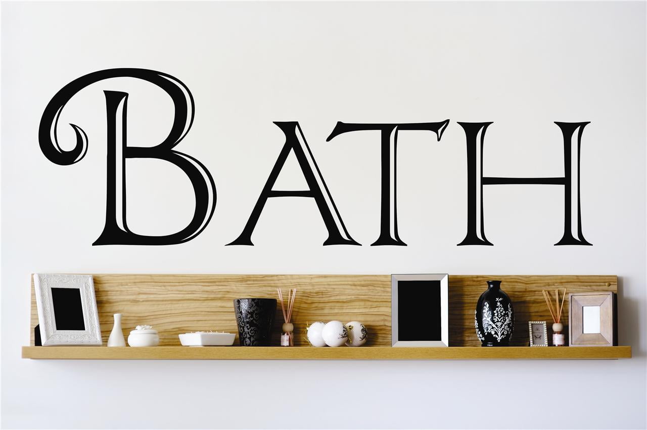 Custom Wall Decal Vinyl Sticker : Bath Lettering Tub Bathroom Quote ...