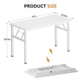 47 Inches Folding Computer Desk White + White Portable Home Office ...