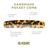 Kent 7T Handmade All Fine Tooth Pocket Comb for Men, Hair Comb Straightener for Everyday ...