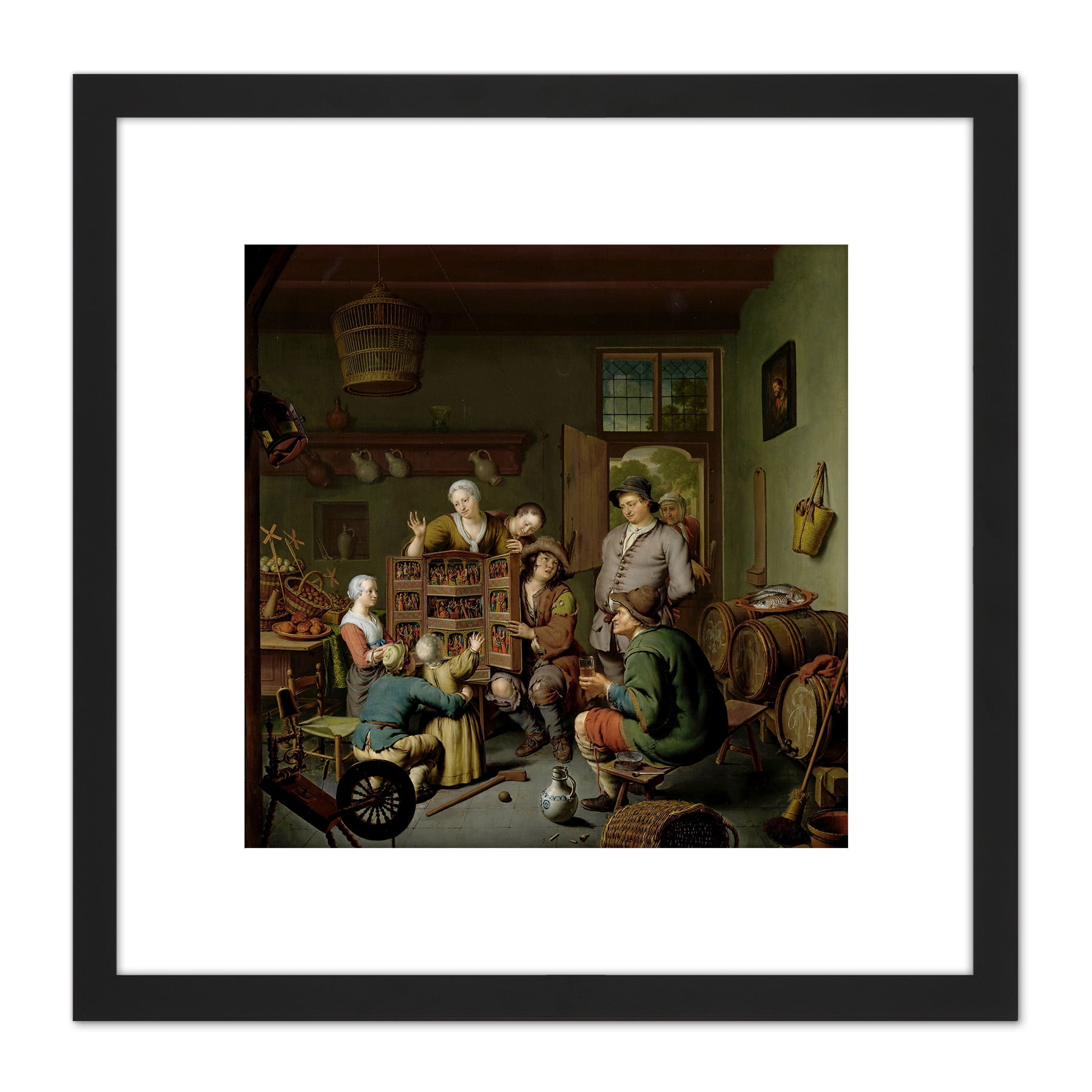 Van Mieris Raree Show 8X8 Inch Square Wooden Framed Wall Art Print ...