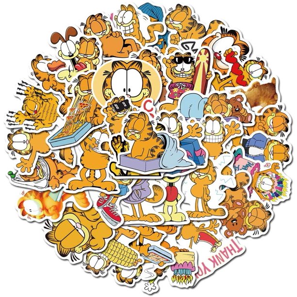 MSOLE Cute Cartoon Garfield Stickers for DIY Water Bottles Laptop ...