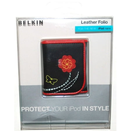 Belkin iPod nano 3rd Generation Video, Leather Folio - Black and Red ...
