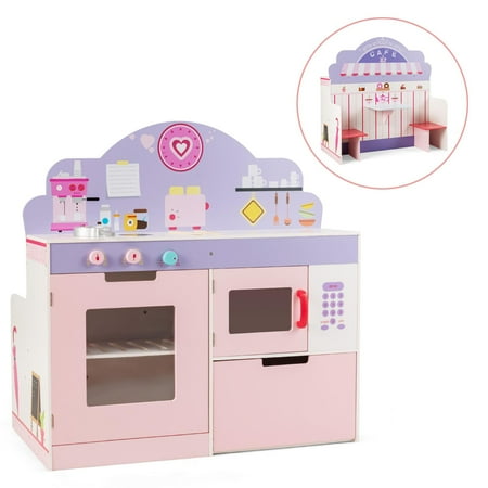 Giantex Kids Kitchen Playset, 2-in-1 Play Kitchen & Restaurant Set with ...