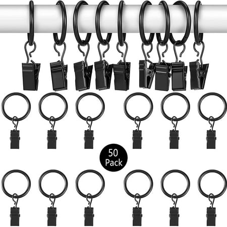 Curtain Clip Rings 50 Pcs Rustproof Curtain Rings With Clamps Metal ...