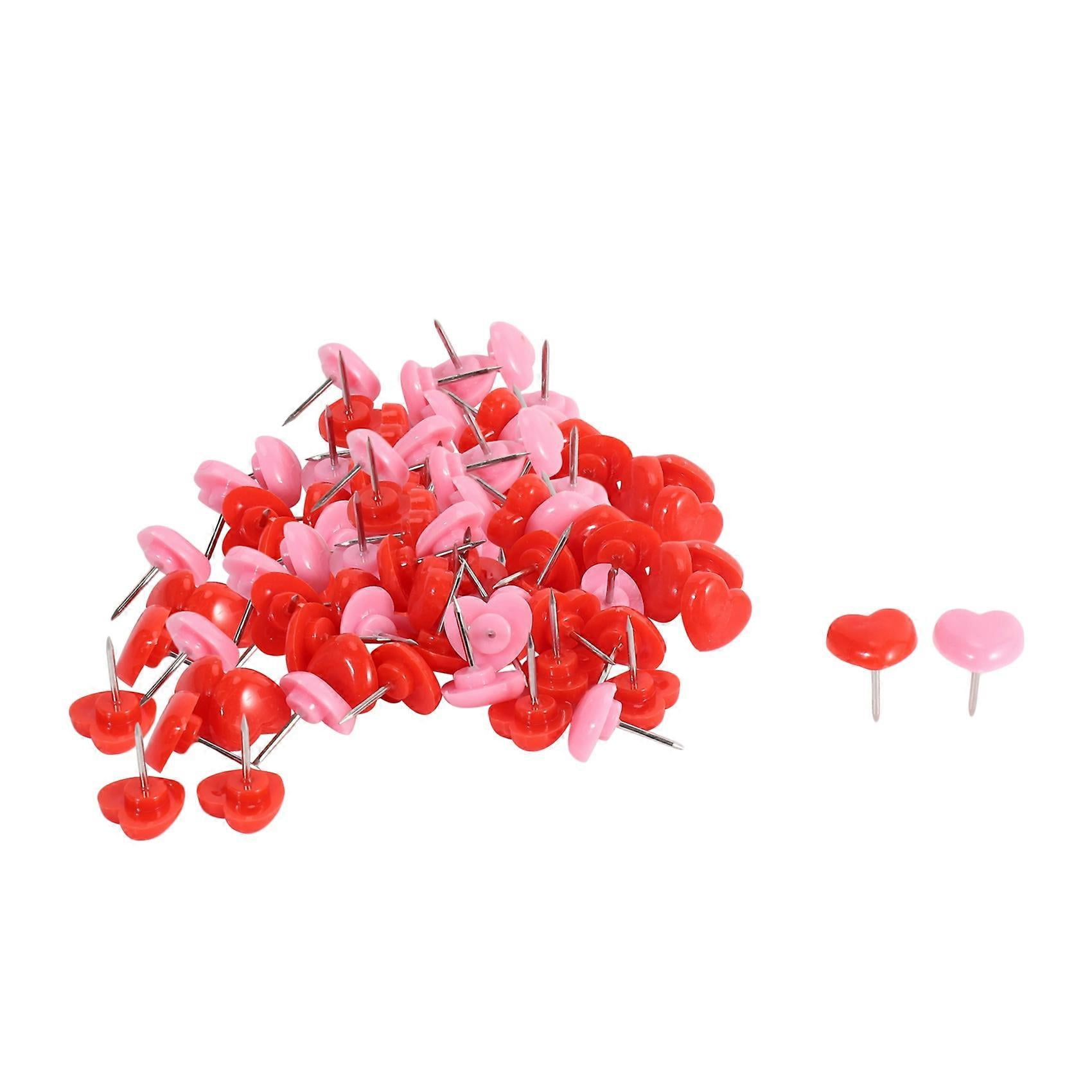 50 chinchetas con forma de corazón, chinchetas rojas para tablones de ...