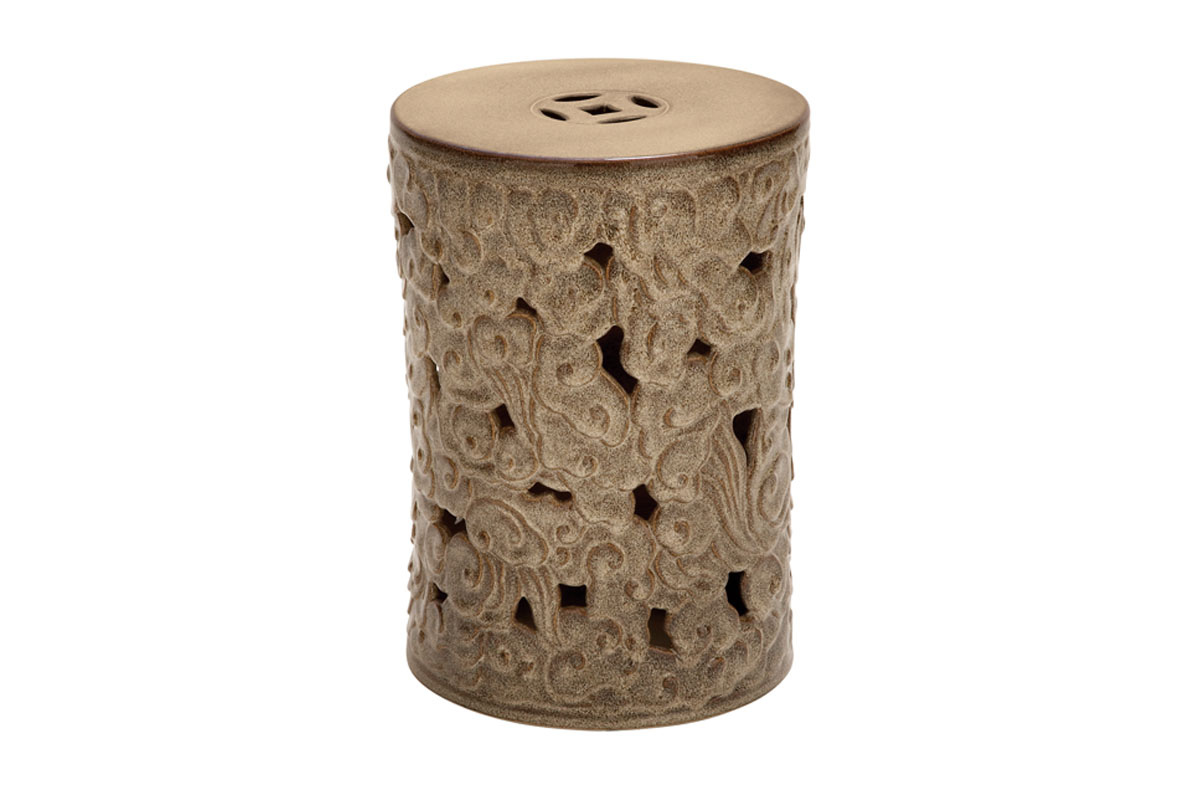 Decmode Traditional 18 Inch Cylindrical Brown Ceramic Stool - Walmart.com
