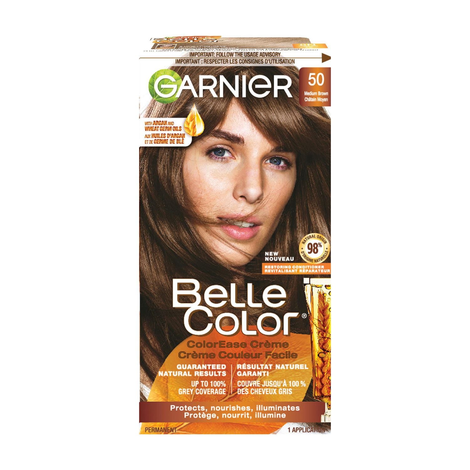 Garnier Belle Color Permanent Hair Dye, Natural results, up to 100% Grey Coverage, Enriched with ...