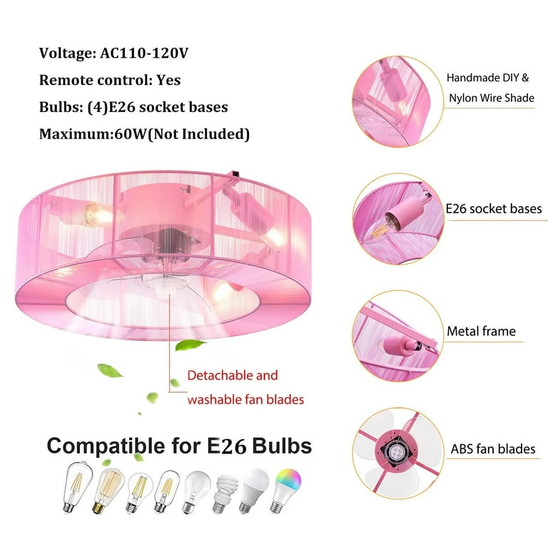 Pink Crystal Chandelier Ceiling Fan | Shelly Lighting